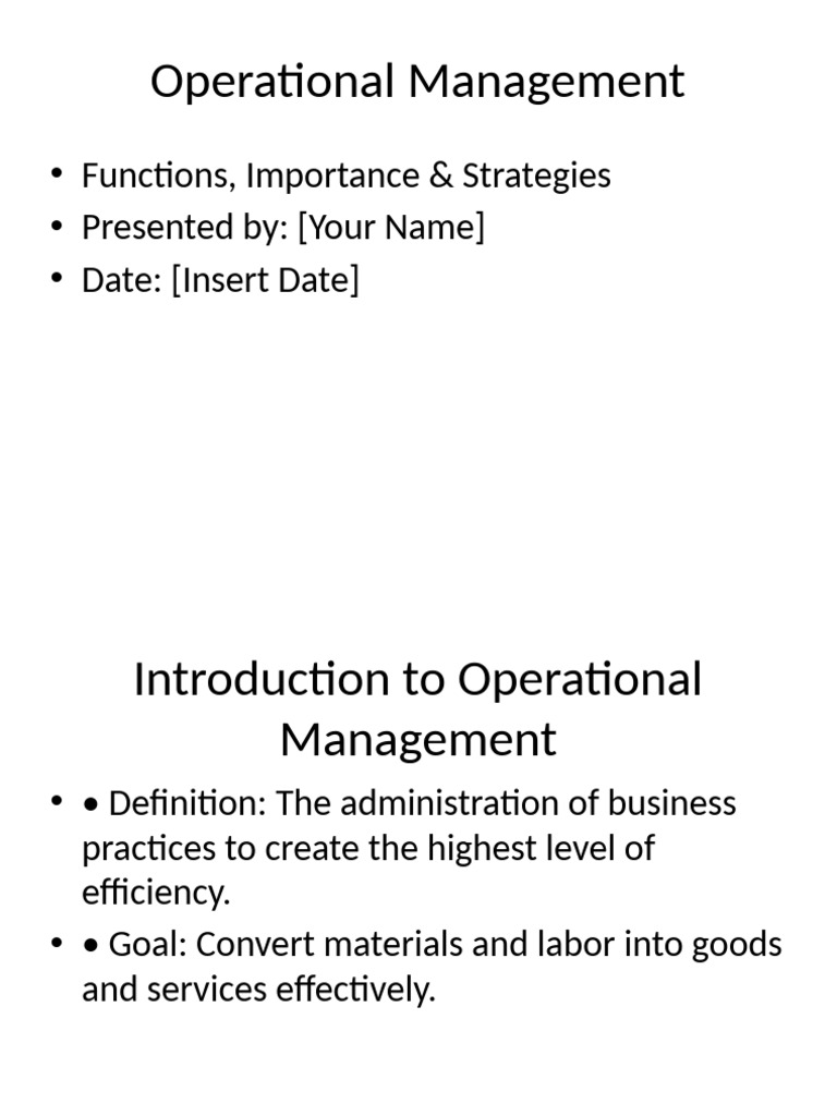 Operational Management Presentation | PDF