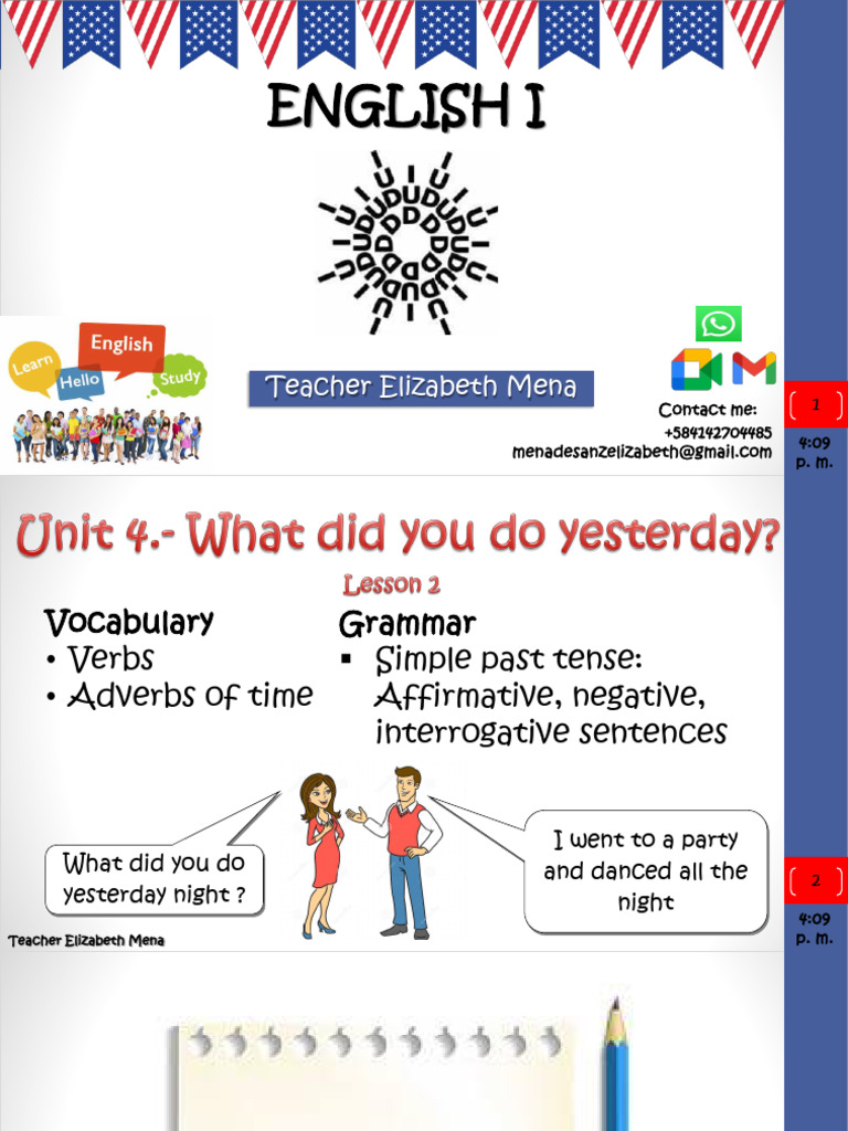 Unit 4 - What Did You Do Yesterday - Lesson 2 | PDF | Grammar | Linguistics
