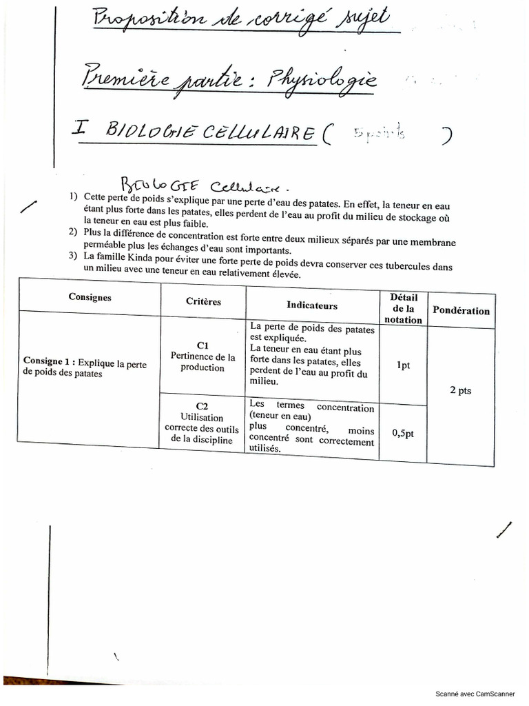 Corrigé SVT 1er Tour Bac 2025 | PDF