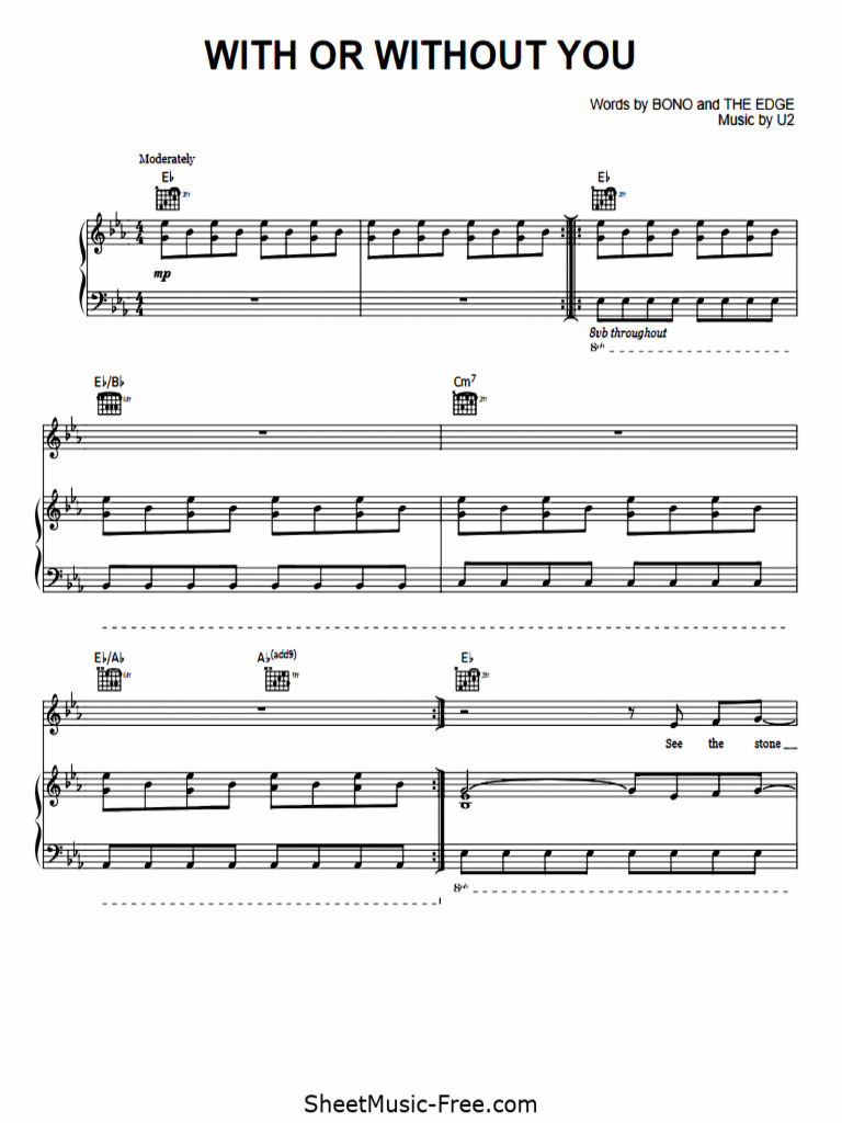 With or Without You Sheet Music U2 | PDF