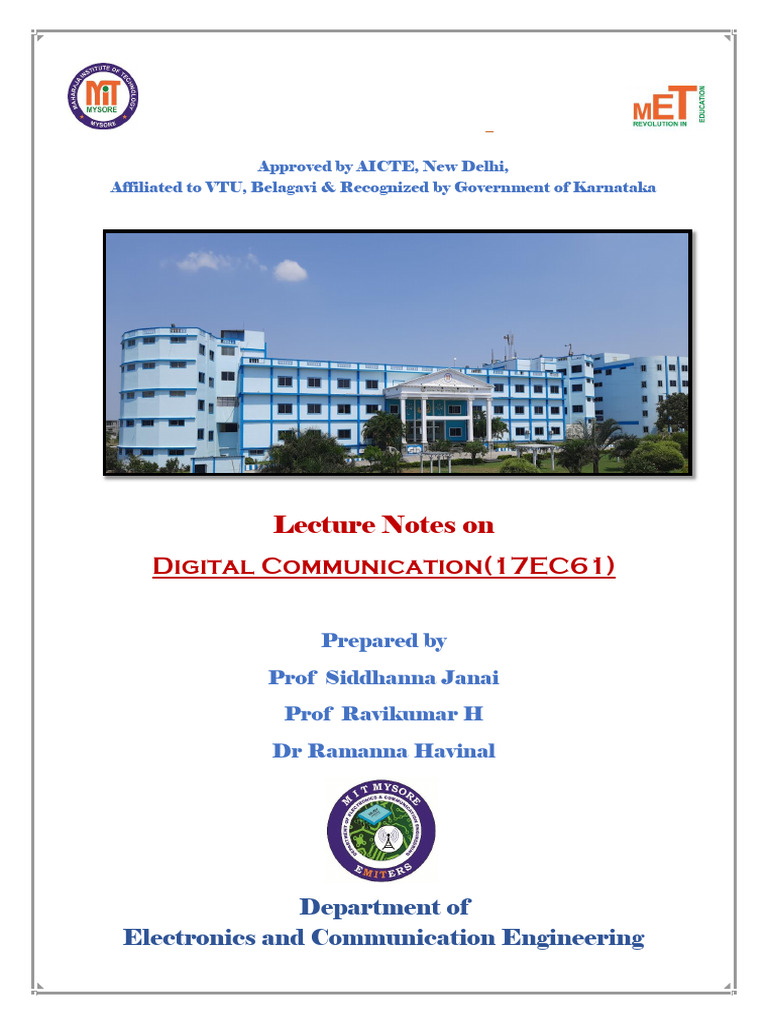 Digital Communication Lecture Notes | PDF | Engineering | Communication