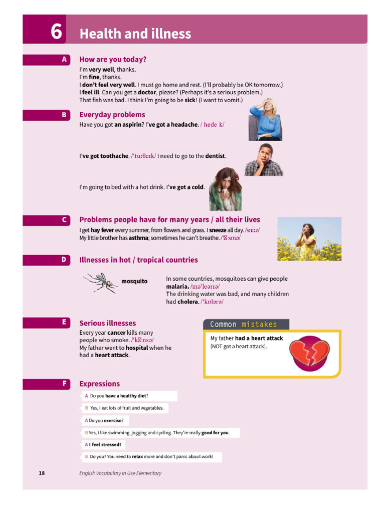 Vocabulary Health, Sickness | PDF