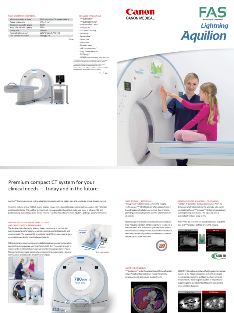 Canon Aquilion Lightning CT Overview | PDF | Ct Scan