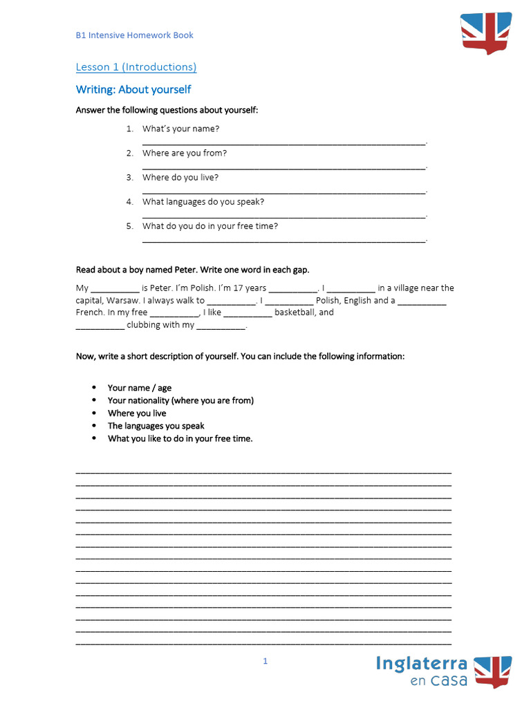 B1 (A) Intensive General Homework Book | PDF | Linguistics | Grammar