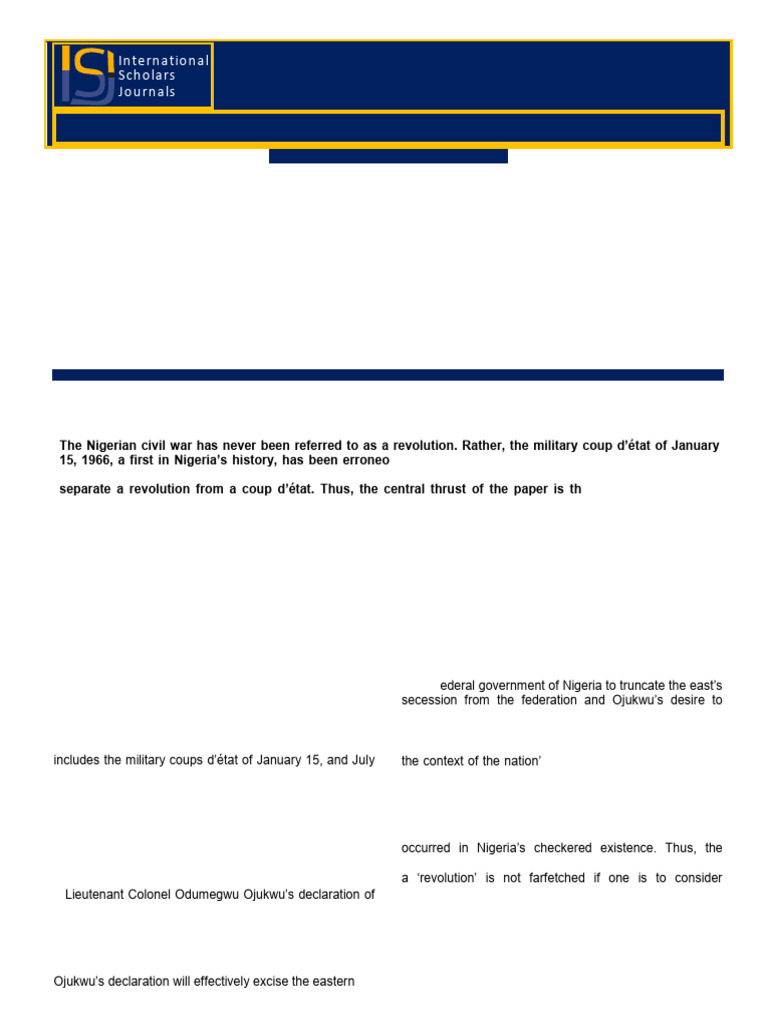 Nigerian Civil War as a Revolution Analysis | PDF | Revolutions ...