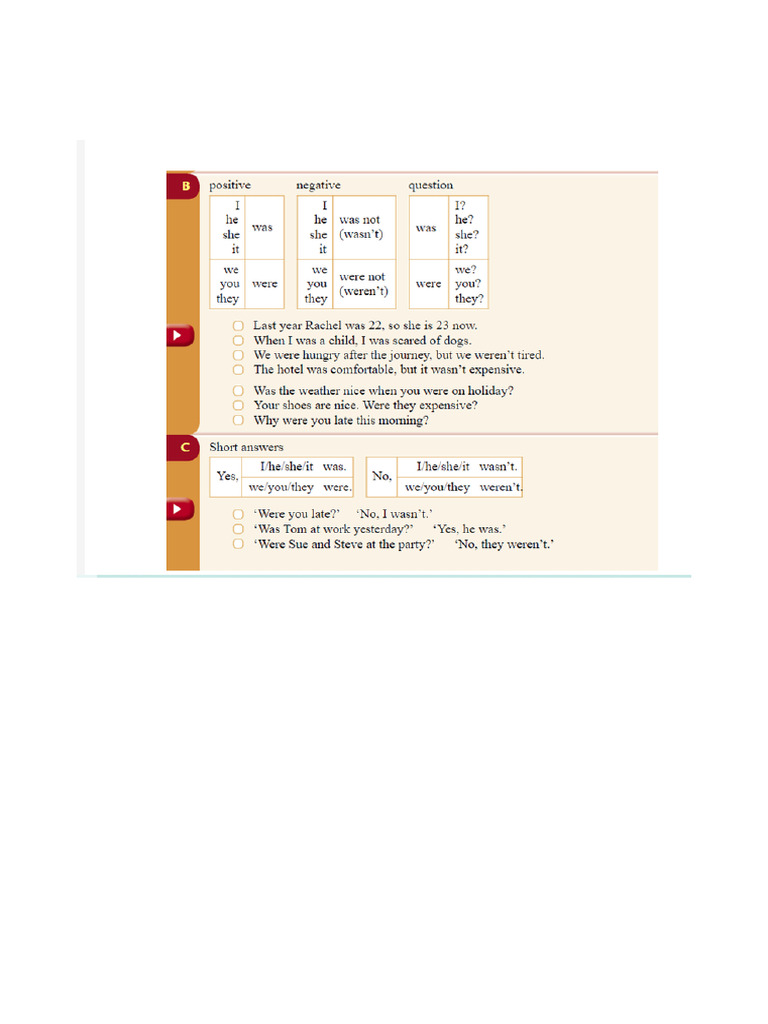 Past Simple - Verb To Be | PDF