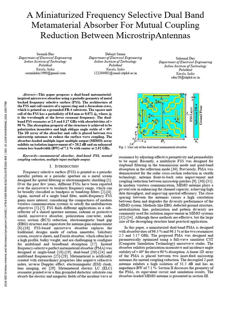 A Miniaturized Frequency Selective Dual Band Metamaterial Absorber For ...