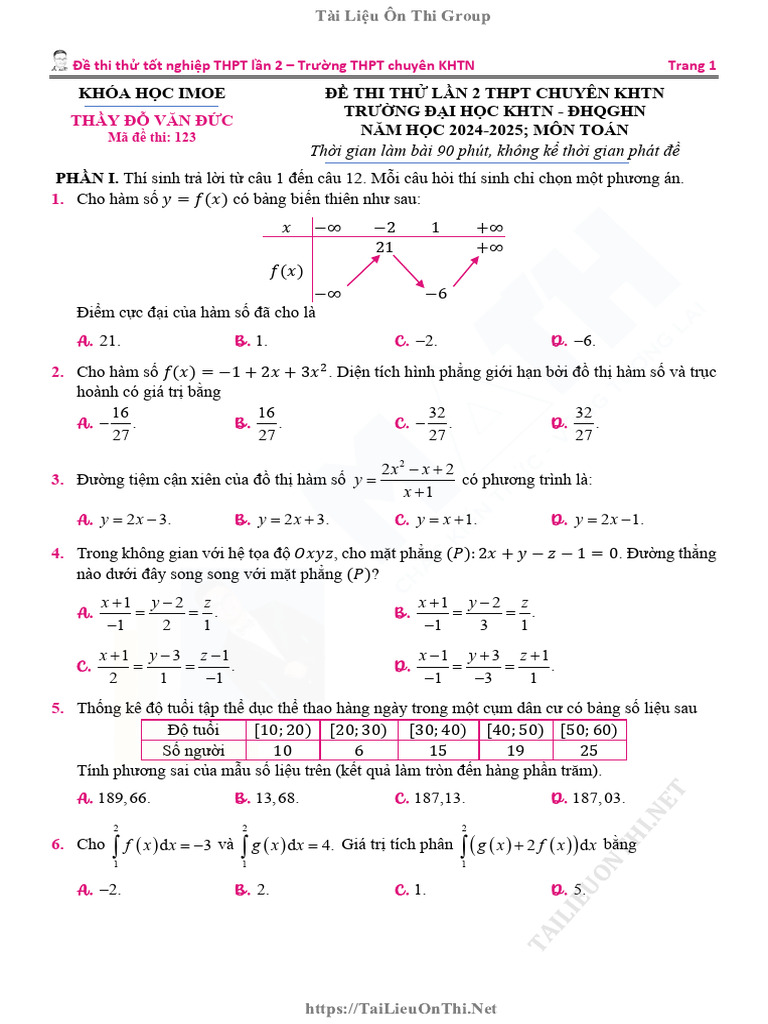 OC18 - Đề Thi Thử Lần 2 THPT Chuyên KHTN Hà Nội | PDF