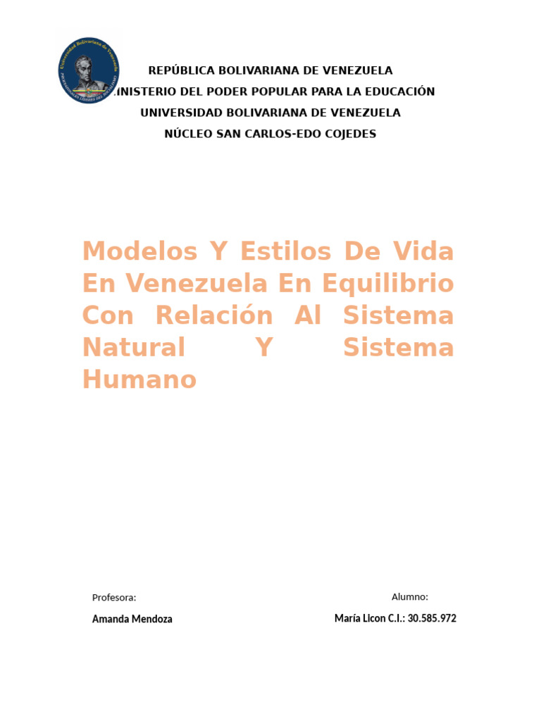 Modelos de Vida Sostenibles en Venezuela | PDF | Entorno natural ...