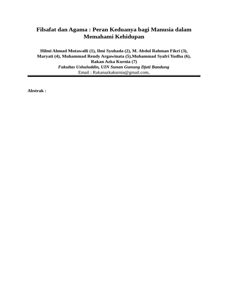 Filsafat Dan Agama. Vol 1 | PDF