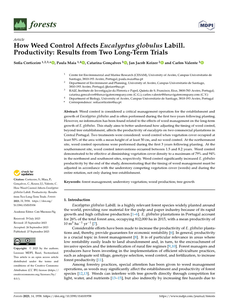 How Weed Control Affects Eucalyptus | PDF | Analysis Of Variance | Forests