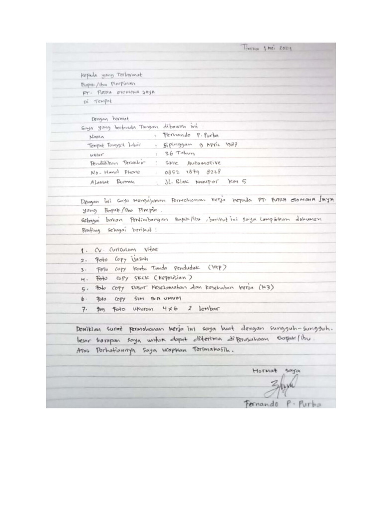 CV Fernando Purba - Complete | PDF