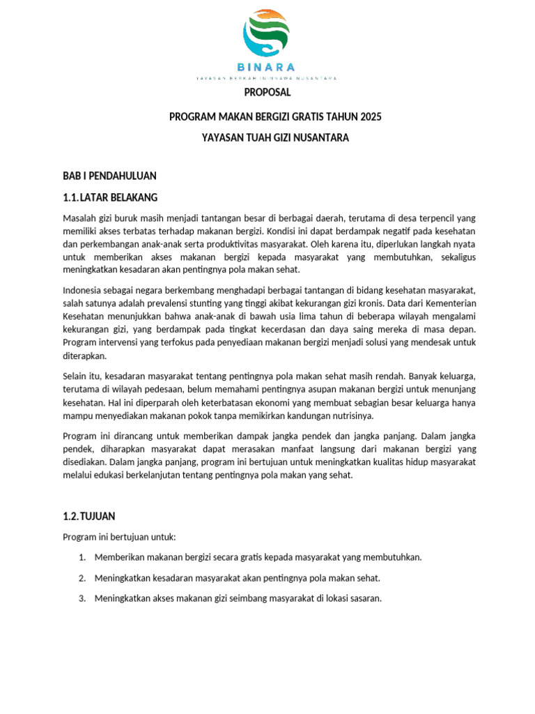 Proposal Tuah Gizi Tumijajar | PDF