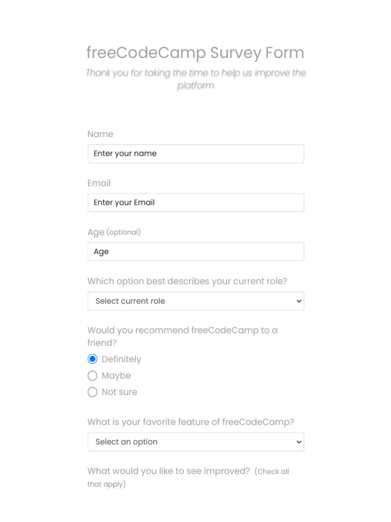 Survey Form freeCodeCamp | PDF