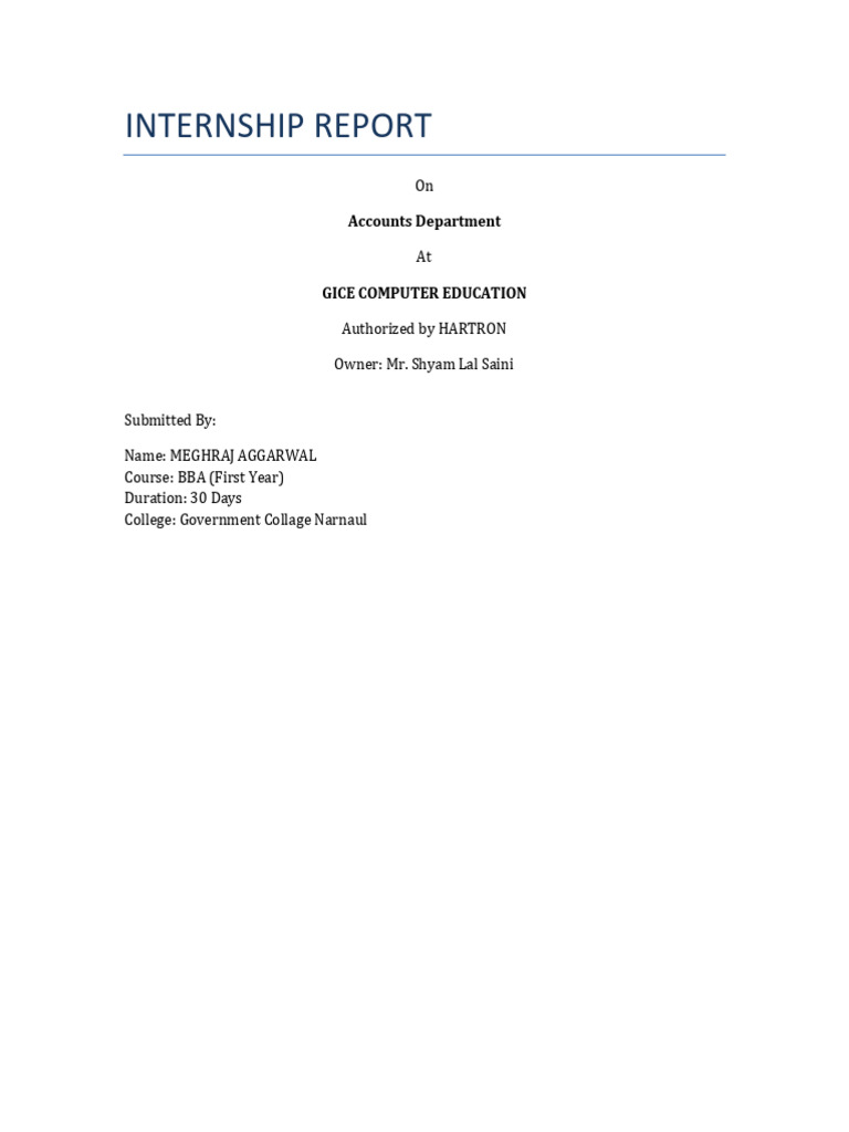 BBA Internship Report GICE Part1 | PDF