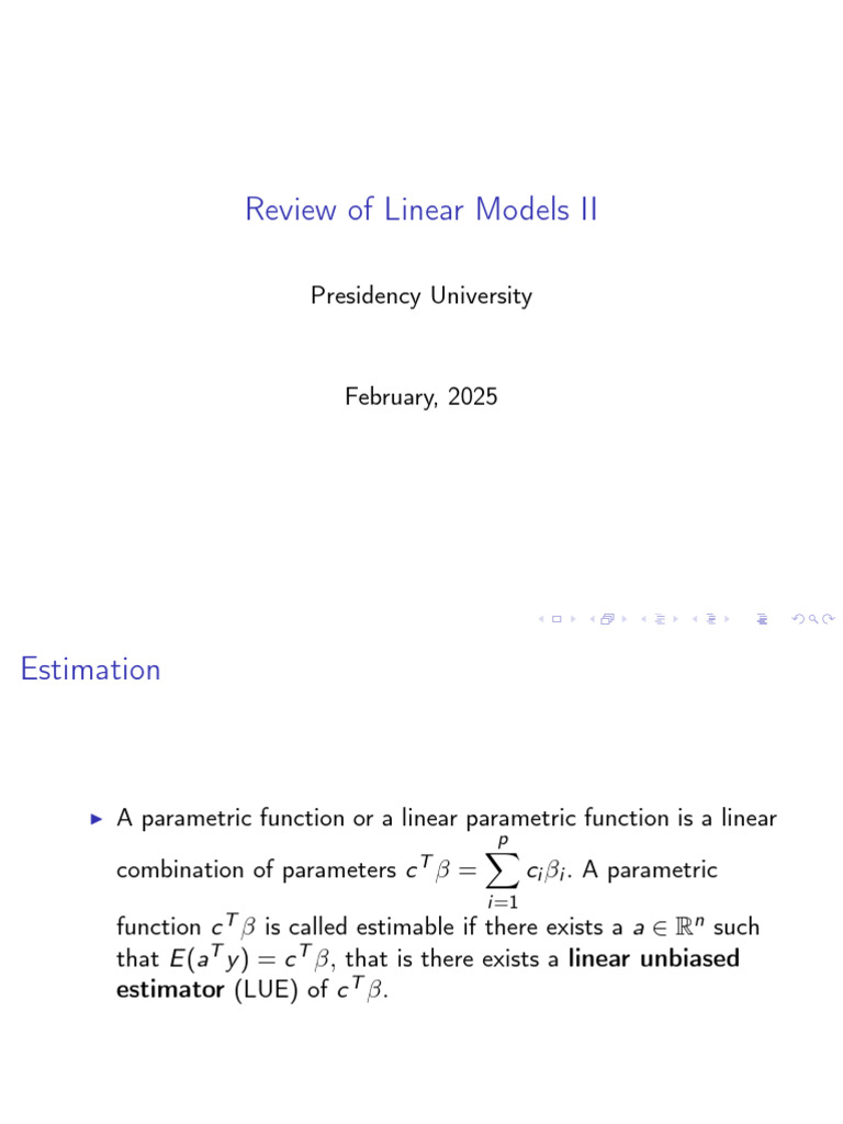 Linear Model Recap 2 | PDF | Ordinary Least Squares | Estimator