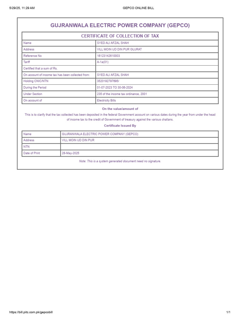 Gepco Online Bill | PDF