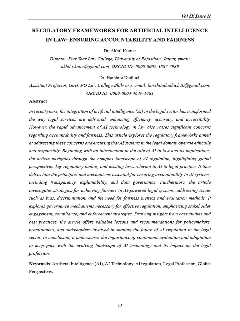 Regulatory Frameworks For Artificial Intelligence | PDF | Artificial ...
