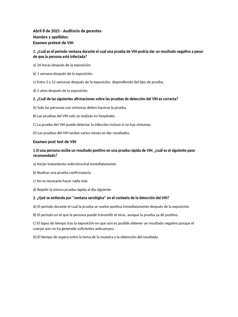 Preguntas Sobre El Vih | PDF