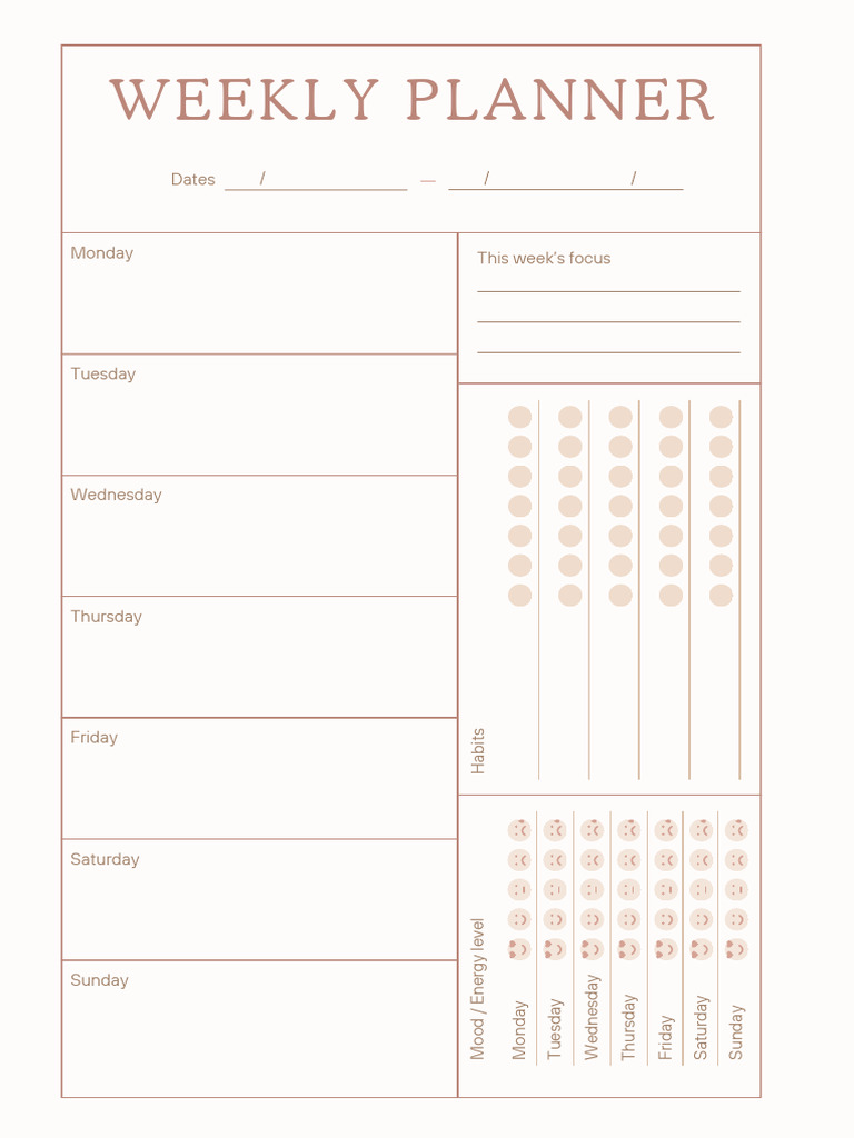 Weekly Planner Template | PDF