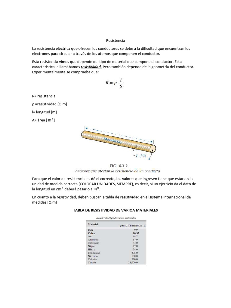 Resistencia eléctrica y sus factores | PDF | Resistor | Semiconductores
