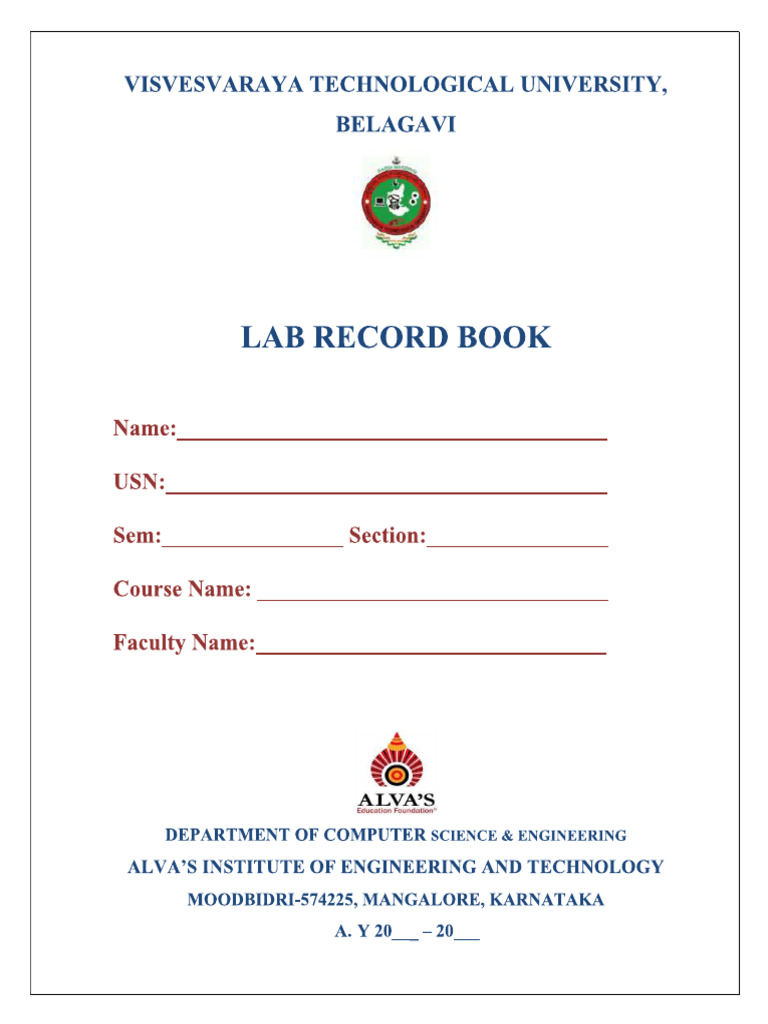 Lab Record Microcontrollers Front Cover Sheets | PDF