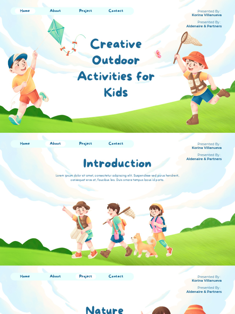 Blue and Green Illustrative Creative Outdoor Activities for Kids ...