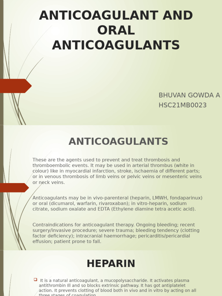 Anticoagulants: Types, Uses, and Dosage | PDF | Thrombosis | Medical ...