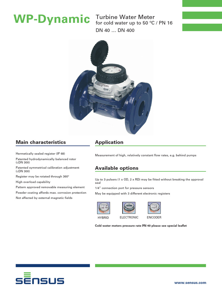 Turbine Water Meter Specifications | PDF | Flow Measurement ...