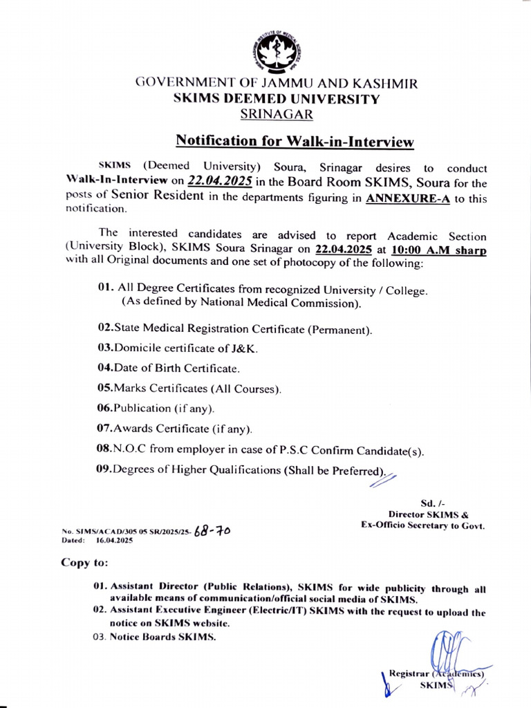Walkin Interview 16042025 | PDF | Doctor Of Medicine | Health Care