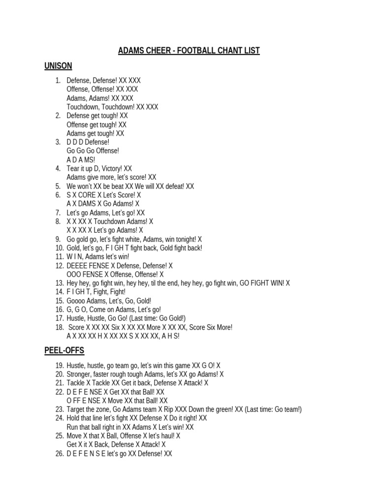 Adams Football Chant Collection | PDF | American Football | National ...