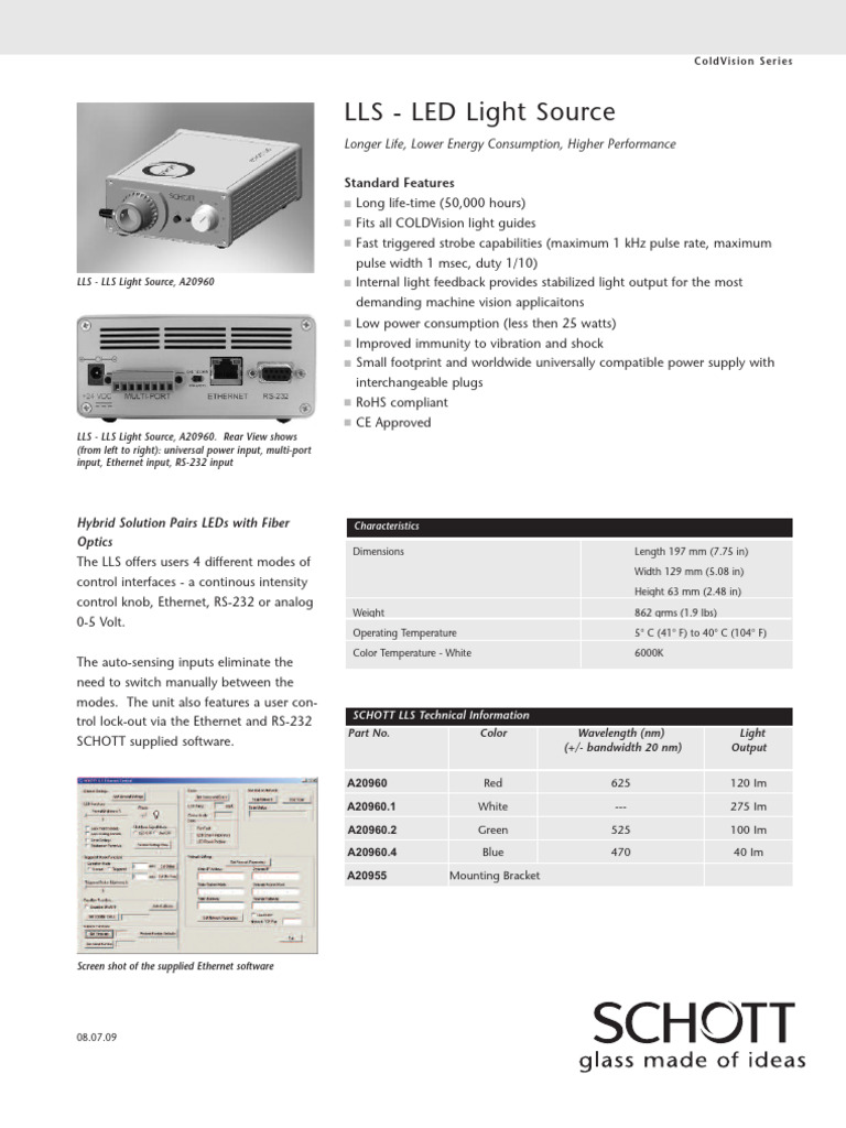 Schott Fostec Data Sheets Led Sources | PDF | Light Emitting Diode | Power Supply