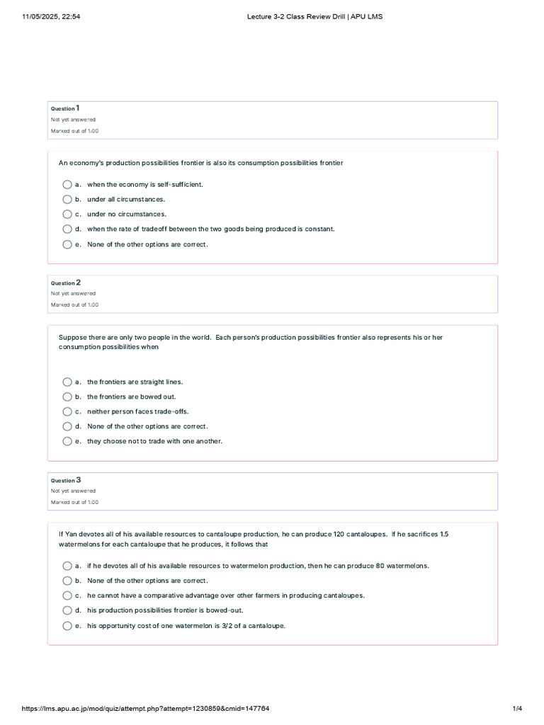 Lecture 3-2 Class Review Drill - APU LMS | PDF | Comparative Advantage ...
