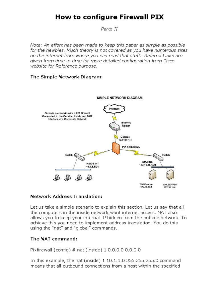 How To Configure Firewall PIX | PDF | Network Protocols | Networks