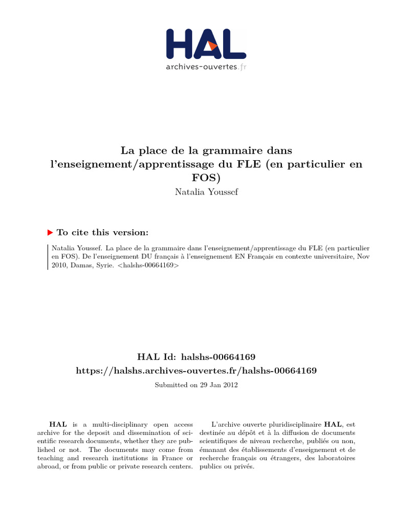 Grammaire et FOS dans l'enseignement du FLE | PDF | Temps (grammaire ...