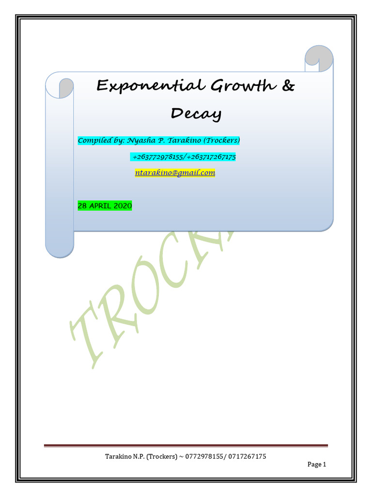 Exponential Growth & Decay - by Trockers | PDF | Exponential Function ...