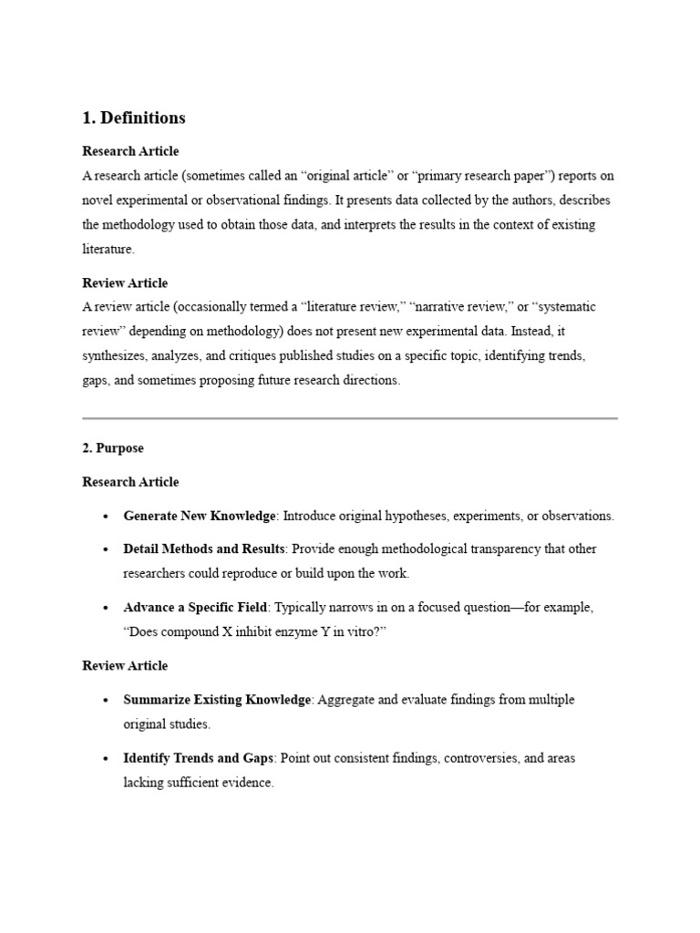 Research vs. Review Articles Explained | PDF | Data | Literature Review