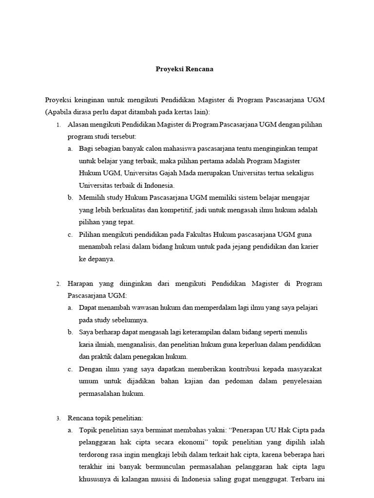 Proyeksi Keinginan Magister UGM. | PDF