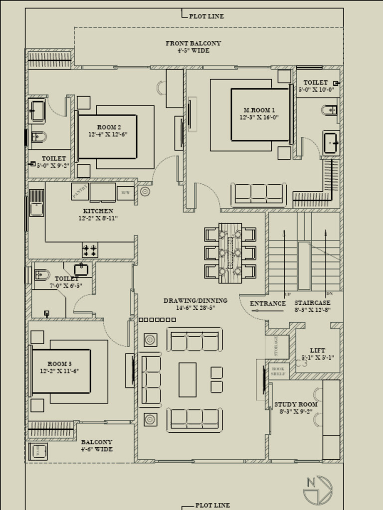01 - c142 24m 3 Side Corner - Floor Plan | PDF