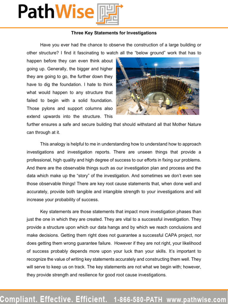 Three Key Investigation Statements White Paper | PDF | Risk Assessment ...