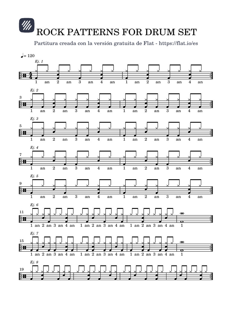 Rock Drum Patterns for Beginners | PDF