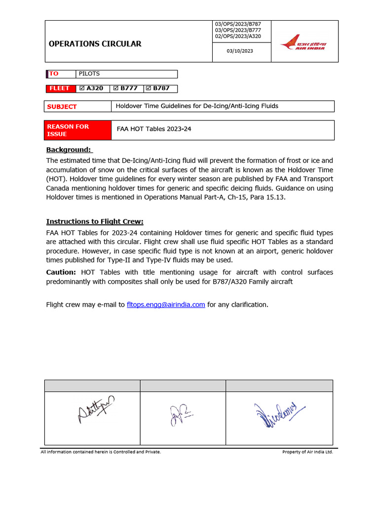 FAA Holdover Time Guidelines 2023-24 | PDF | Precipitation | Snow