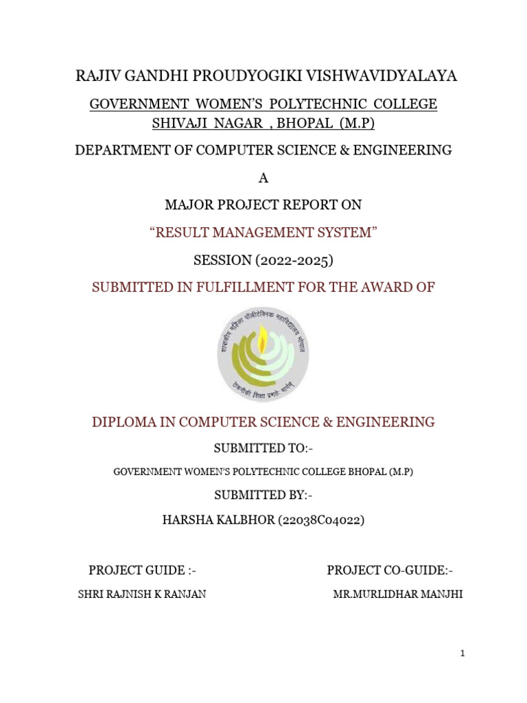 Rajiv Gandhi Proudyogiki Vishwavidyalaya Report | PDF | Information ...