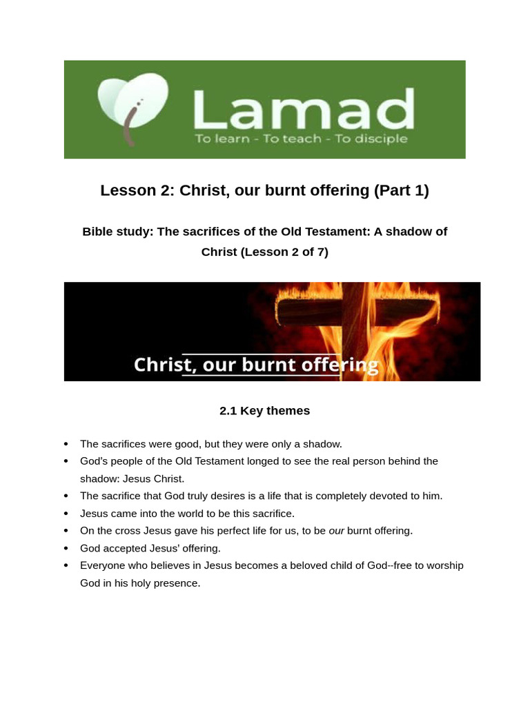 The Sacrifices of The OT - Christ, Our Burnt Offering - Part 1 | PDF ...
