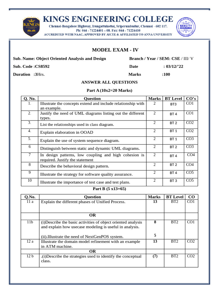 Ooad Set 3 | PDF | Information Technology | Computer Programming