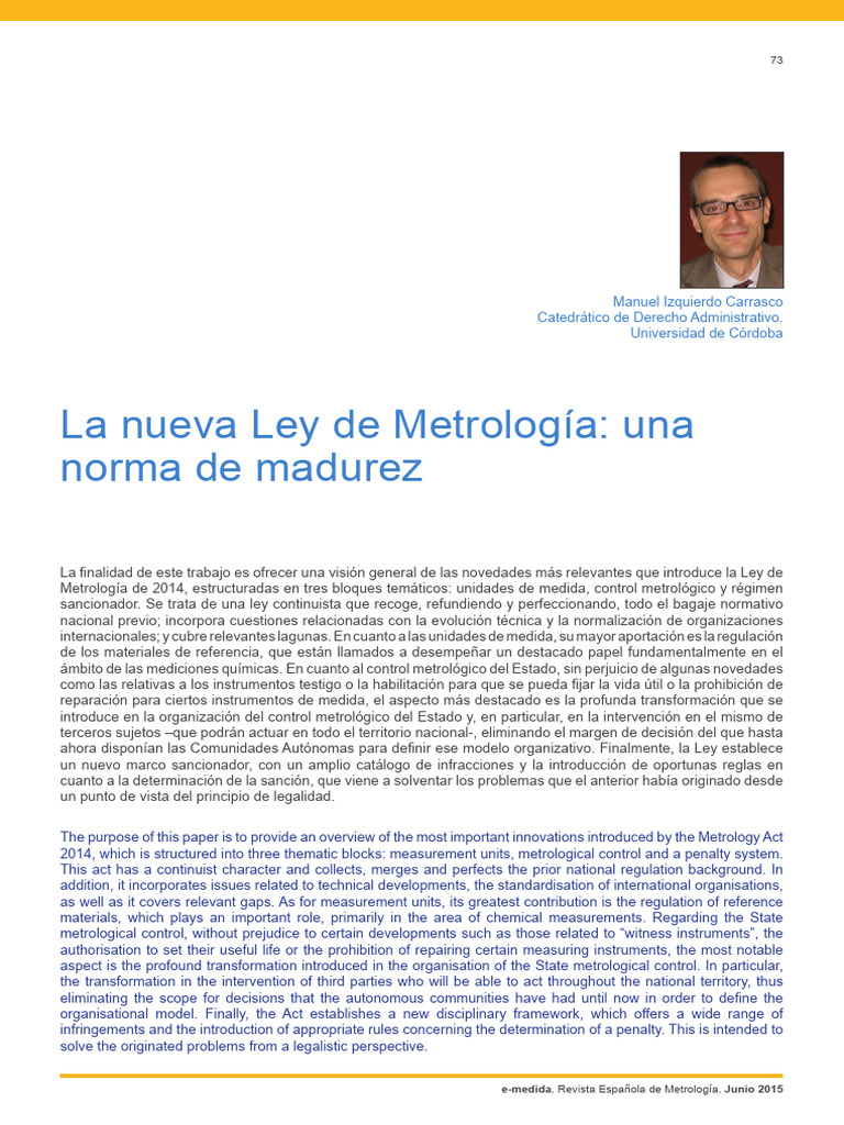 La Nueva Ley de Metrologia Una Norma de | PDF