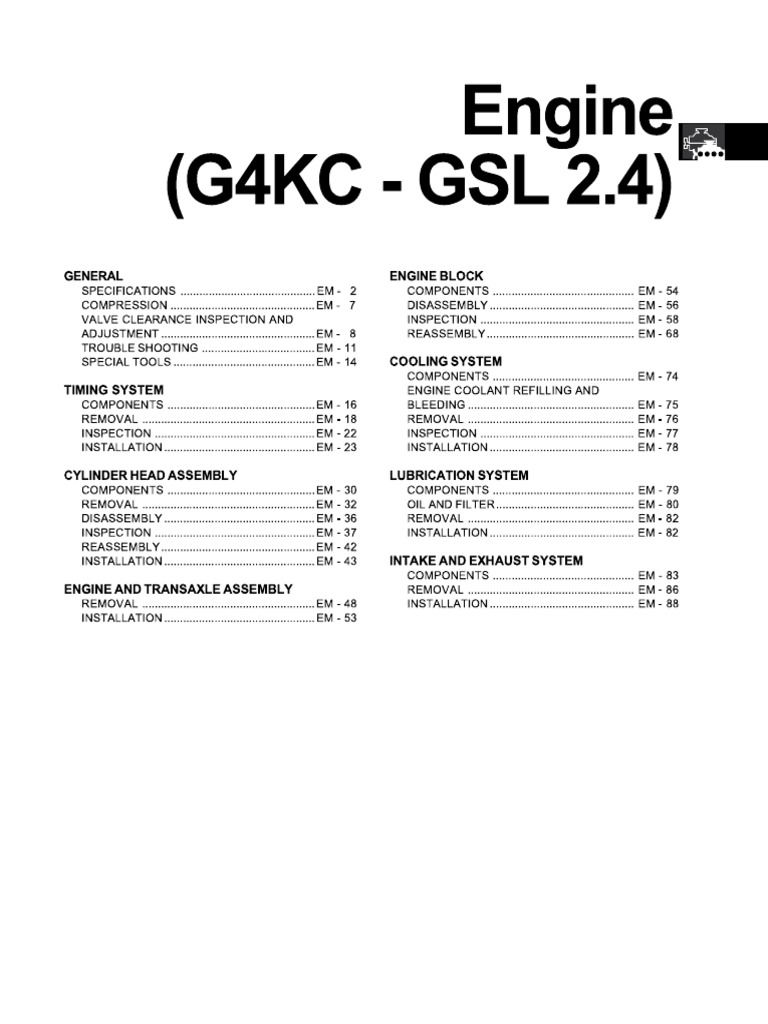 Manual Motor Kia g4kdc | PDF
