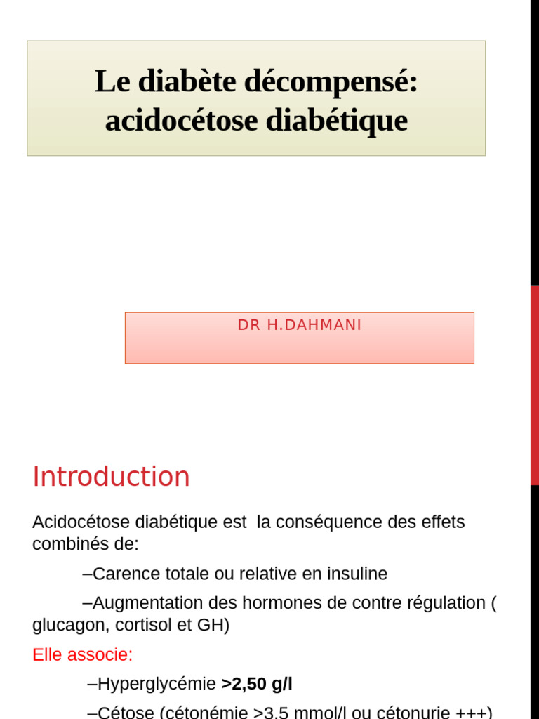 45 Acido Cetose Diabetique (1) | PDF | Insuline | Cétose (affection)