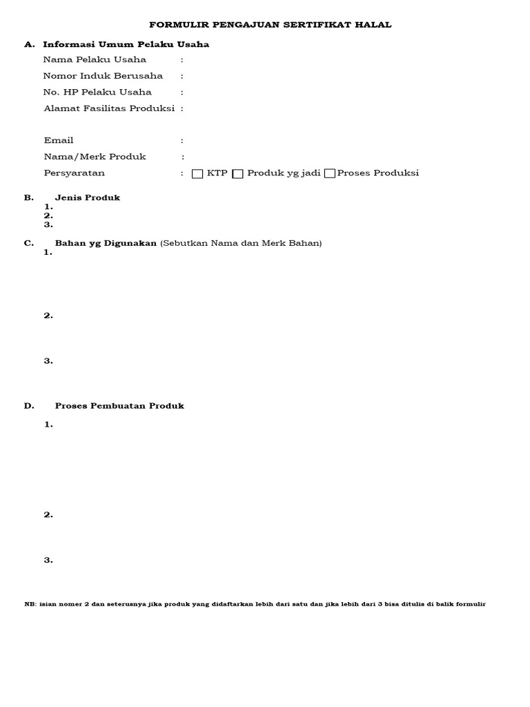 Formulir Halal | PDF