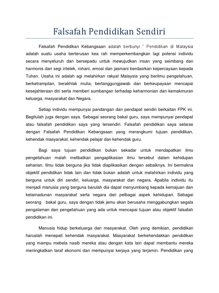 Falsafah Pendidikan Sendiri Pdf Karier Perkembangan